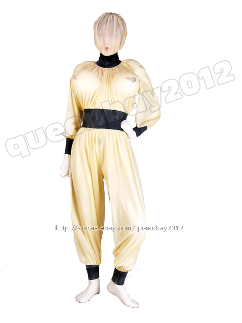 100% Latex Rubber Gummi 0.45mm Catsuit Bodysuit Mask Fashion Party Suit